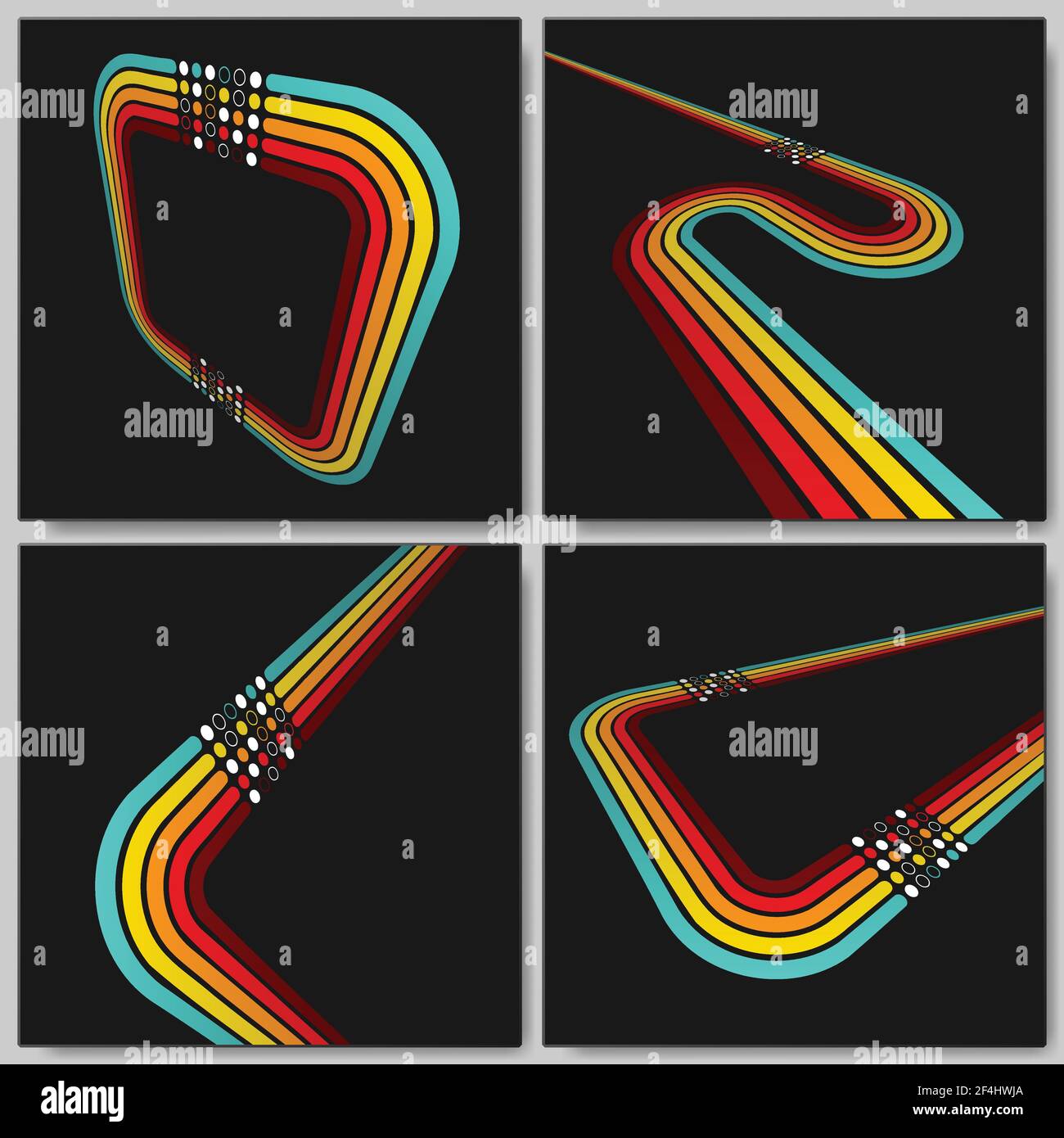 Retro lines perspective background set Stock Vector Image & Art - Alamy