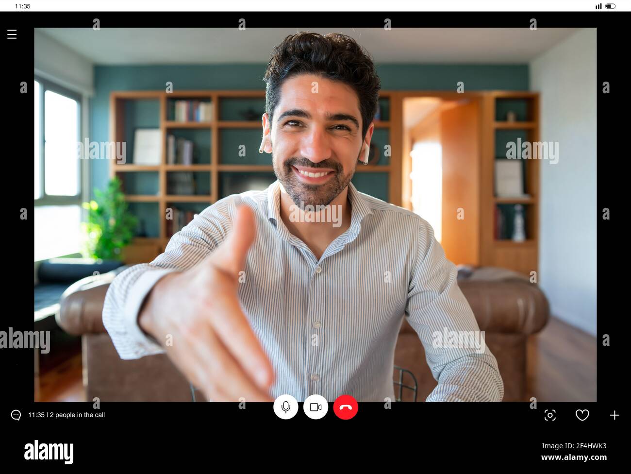 Business man on a work video call from home Stock Photo - Alamy