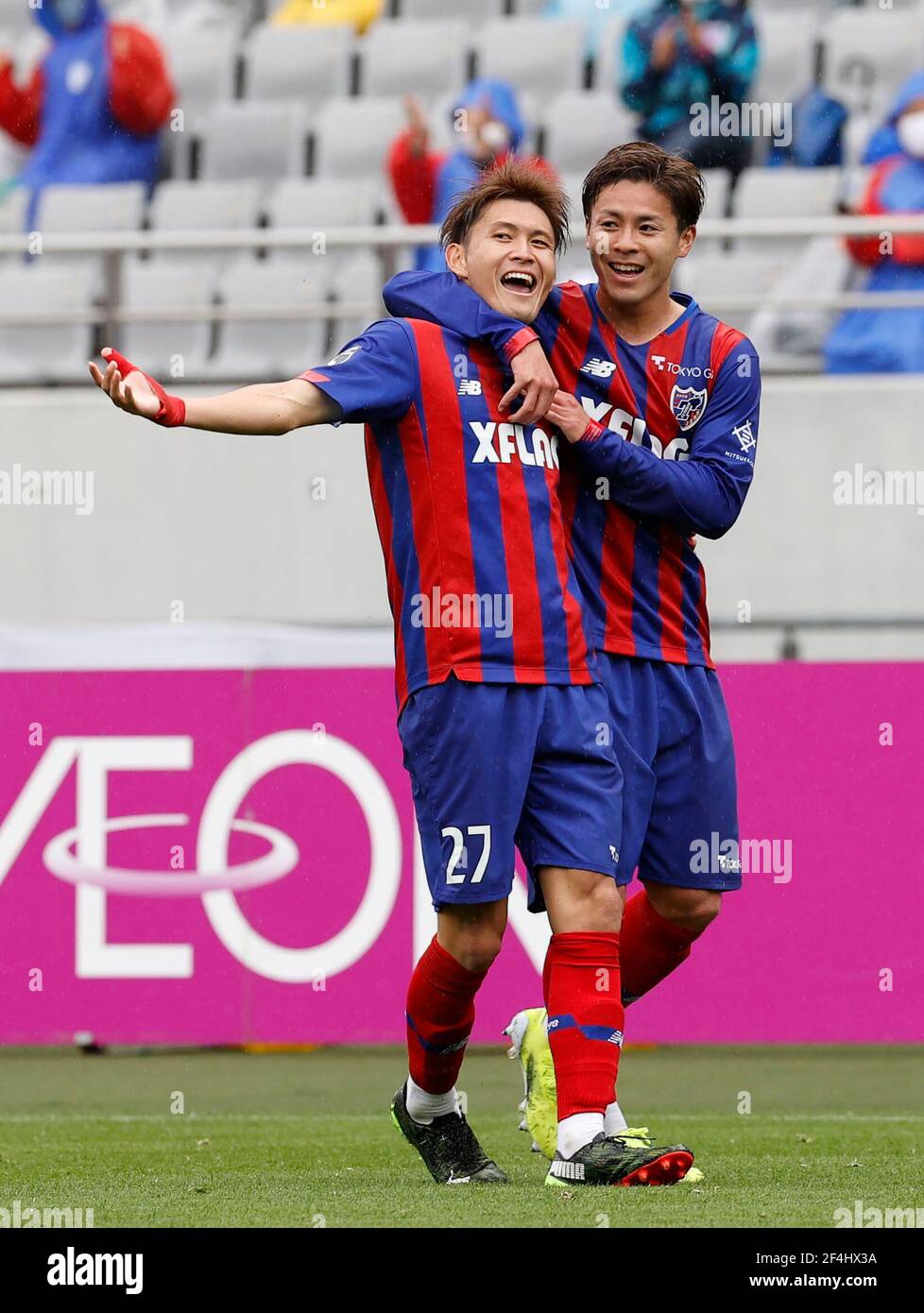 Ajinomoto Stadium, Tokyo, Japan. 21st Mar, 2021. (L to R) Kyosuke Tagawa, Ryoya Ogawa (FC Tokyo ...