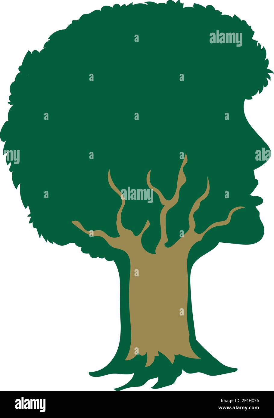 Tree with human face stock illustration vector isolated in white ...