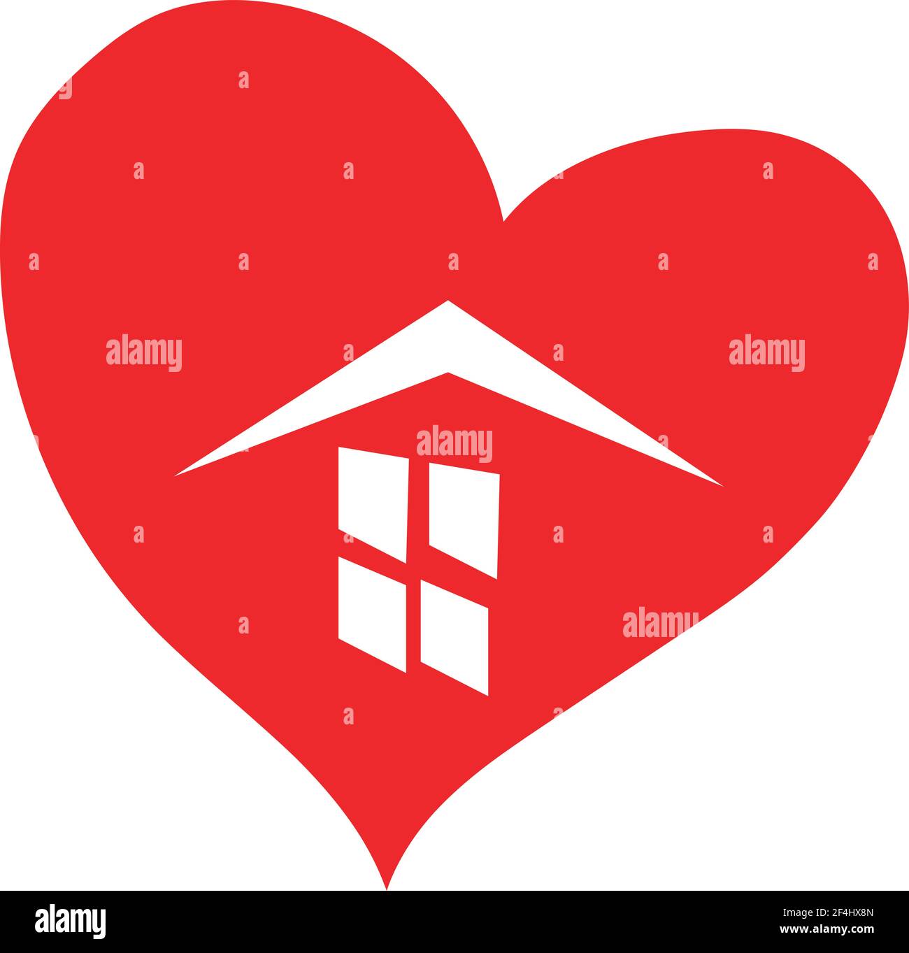 Lovely Home inside Heart logo vector illustration isolated in white ...