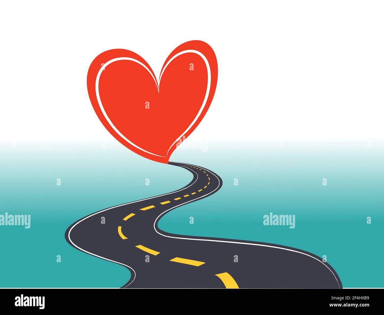 Road to Love stock illustration vector , end of road heart symbol ...