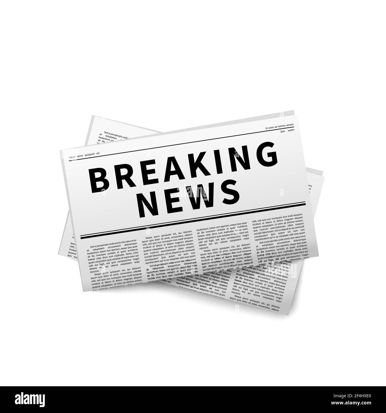 Breaking news header, folded newspaper on white Stock Vector Image ...