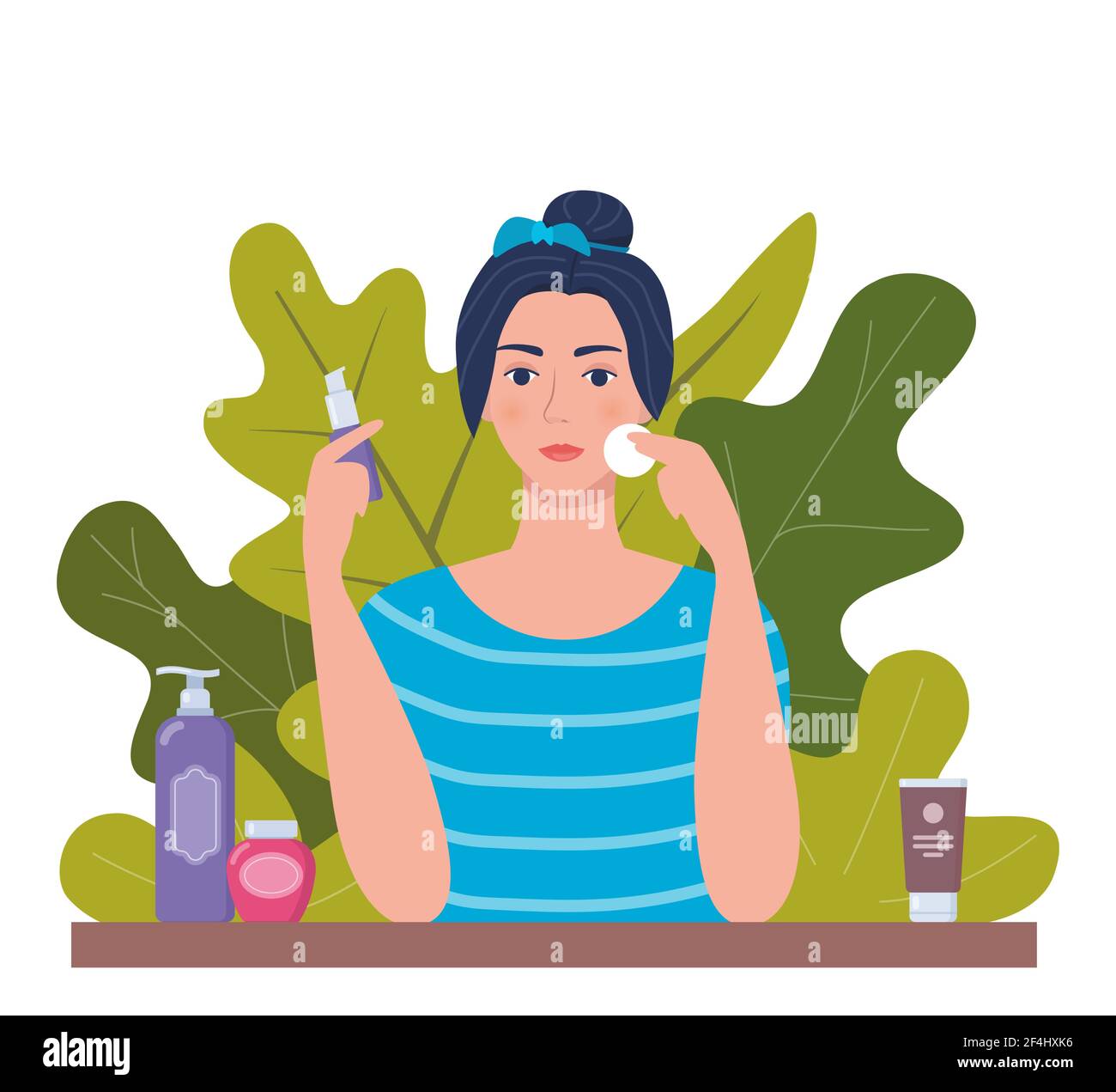 Woman on face cleansing Stock Vector Images - Alamy