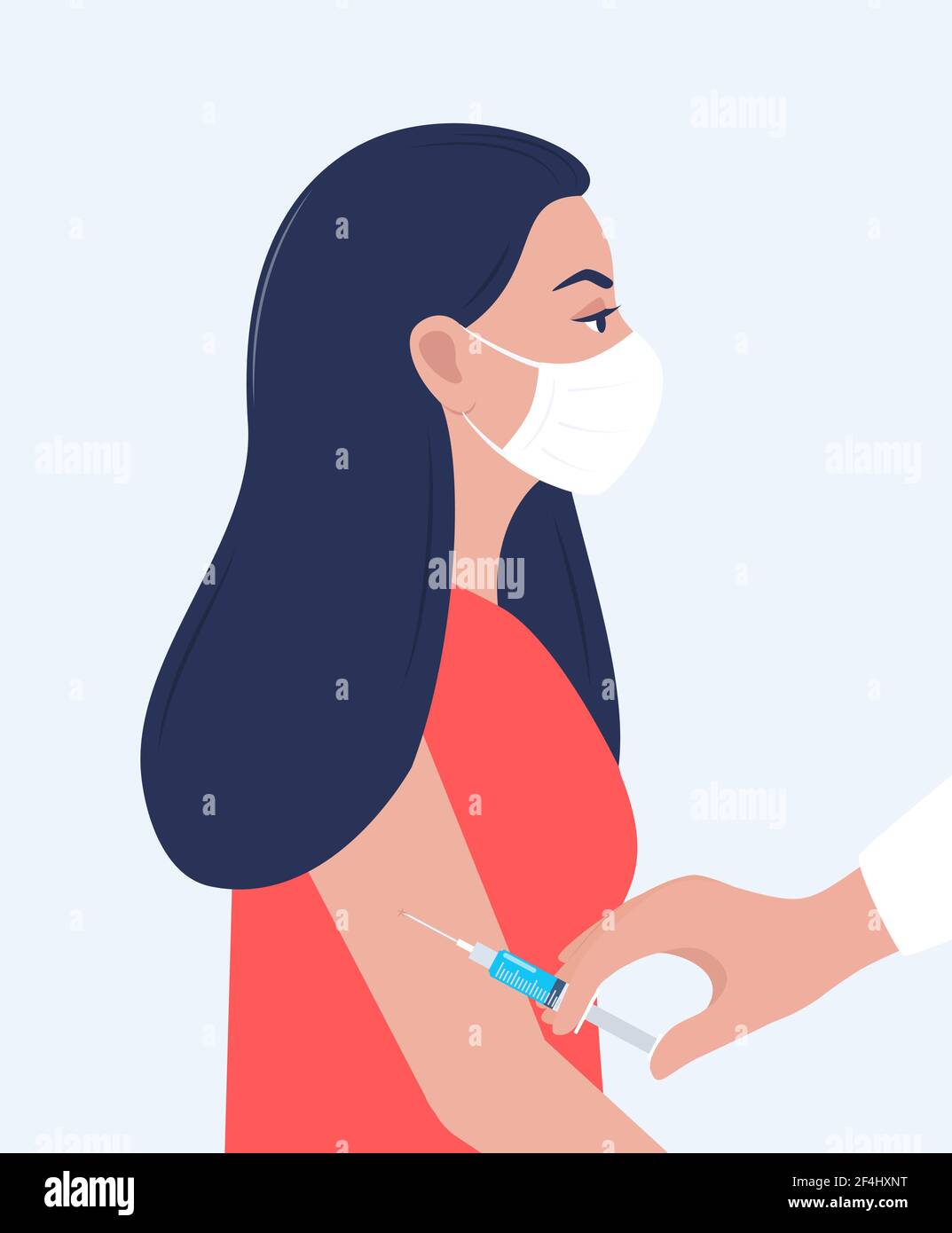 Vector illustration. Doctor injects vaccine in patient's shoulder. For ...