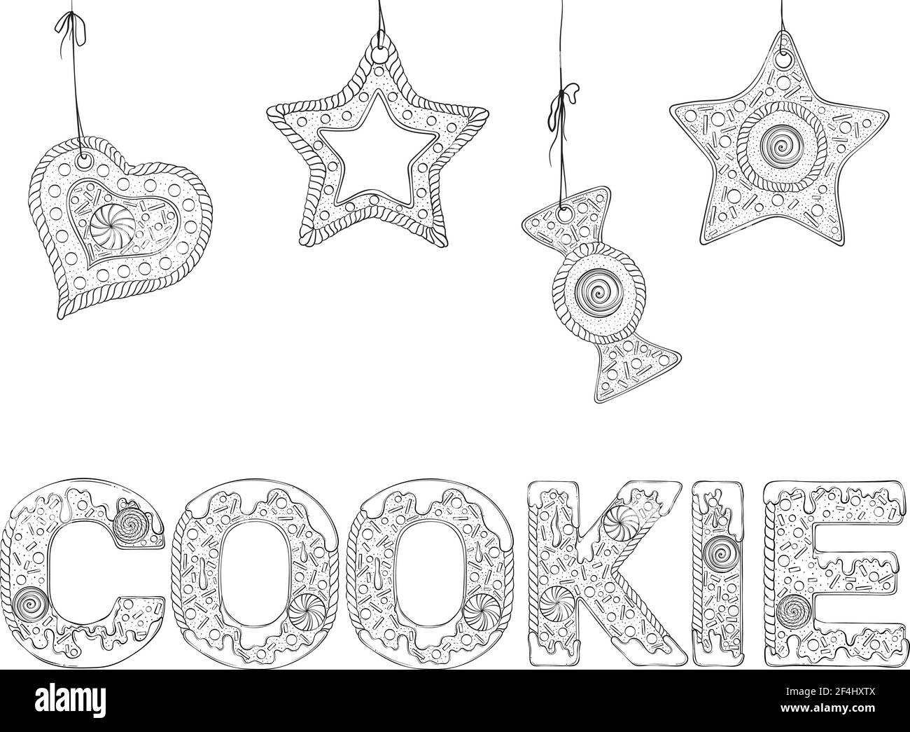 Gingerbread lettering cookie Stock Vector Image & Art - Alamy