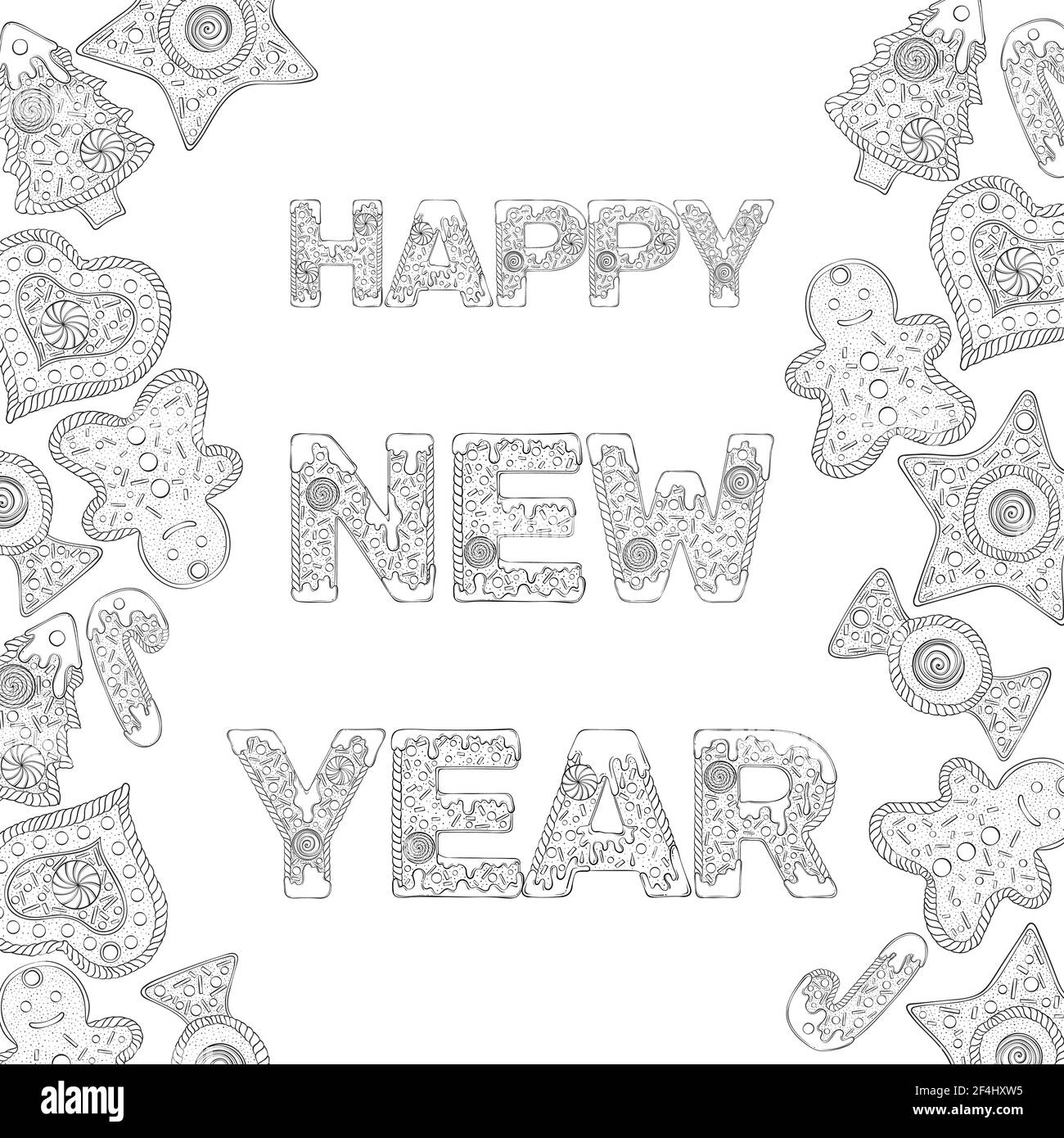 Merry christmas lettering gingerbread Stock Vector Images - Alamy