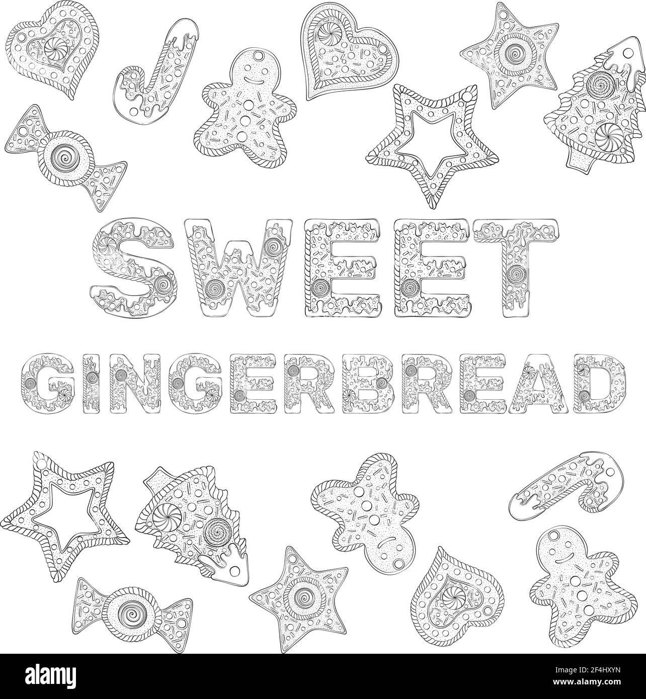 Gingerbread lettering sweet gingerbread Stock Vector Image & Art - Alamy