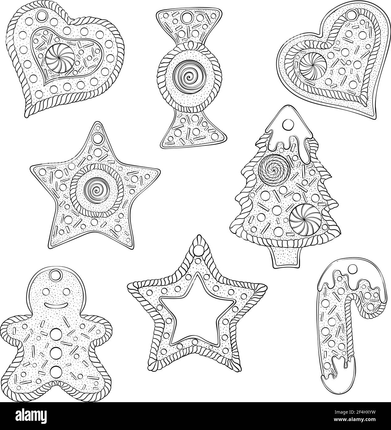 Christmas gingerbread cookies sweet winter Black and White Stock Photos ...