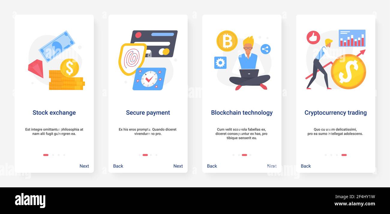 Blockchain cryptocurrency, stock exchange UI, UX onboarding mobile app ...