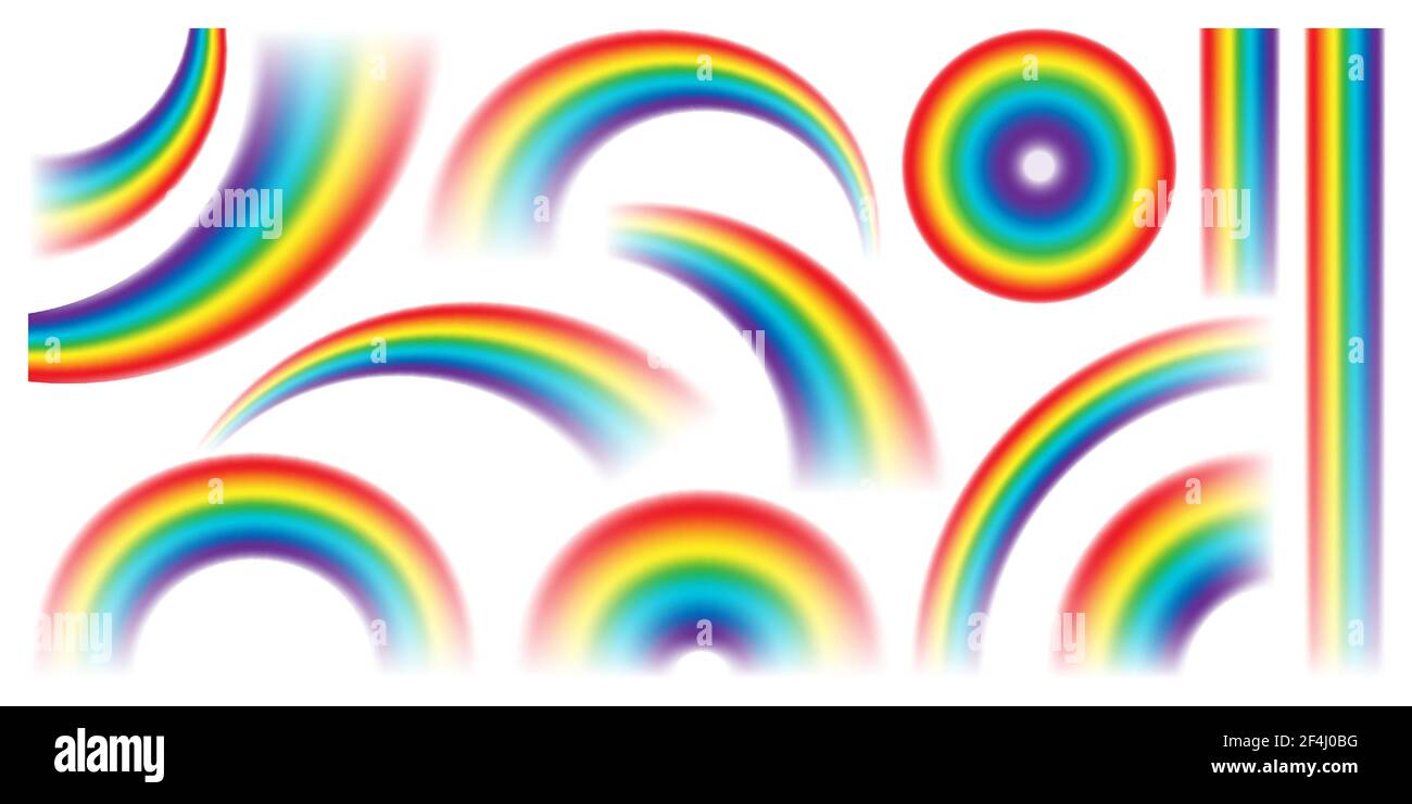 Colorful realistic rainbow collection isolated on white background ...