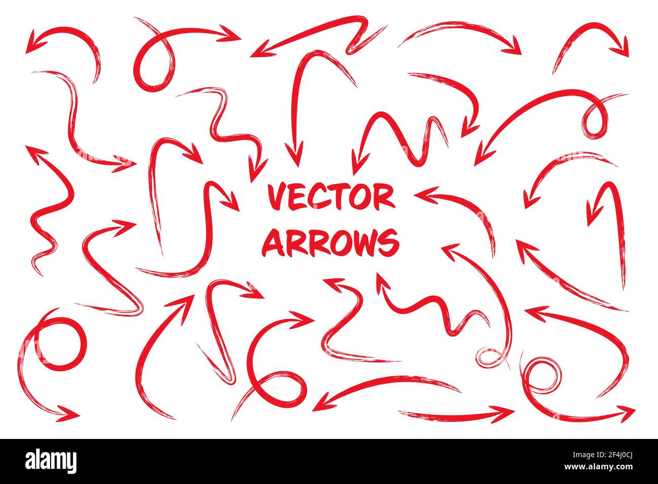 Red grunge hand drawn arrows isolated on white background. Doodle arrow ...