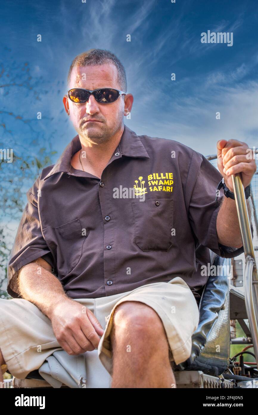 An airboat operator guides his boat at the Seminole Tribe of Florida’s ...
