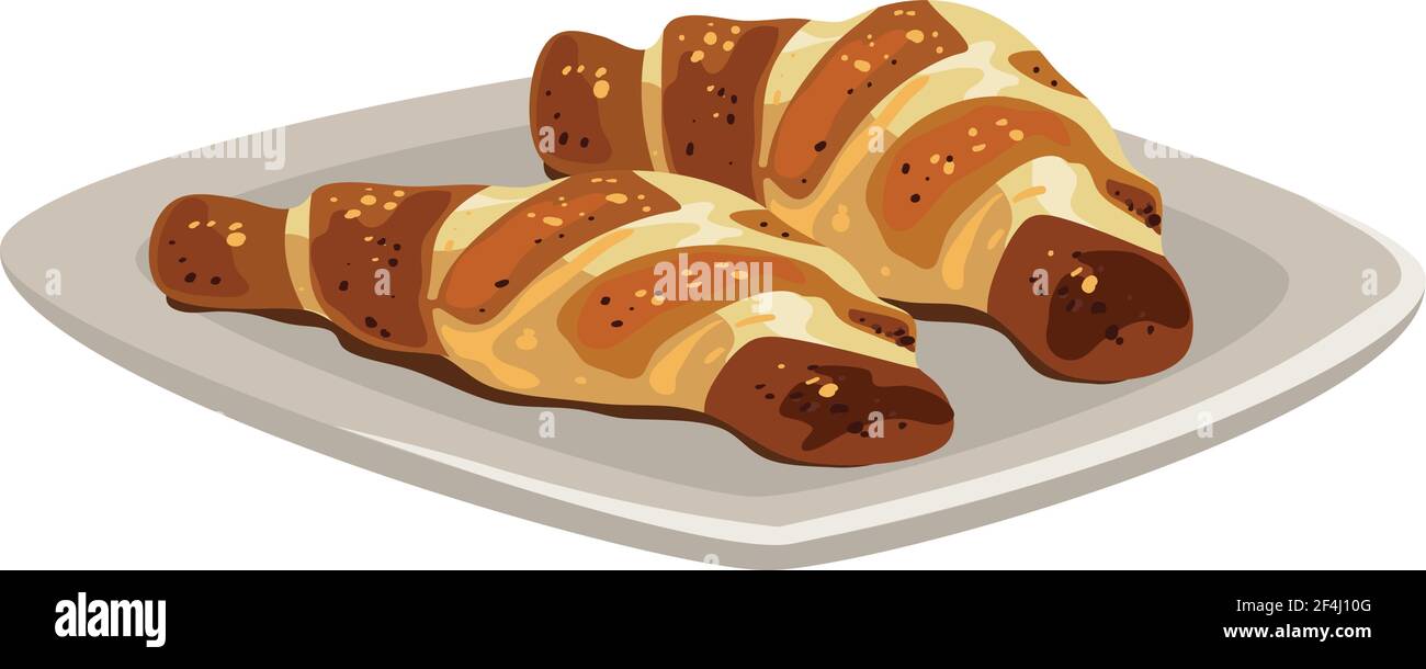 French croissant on white background. stock illustration vector Stock ...