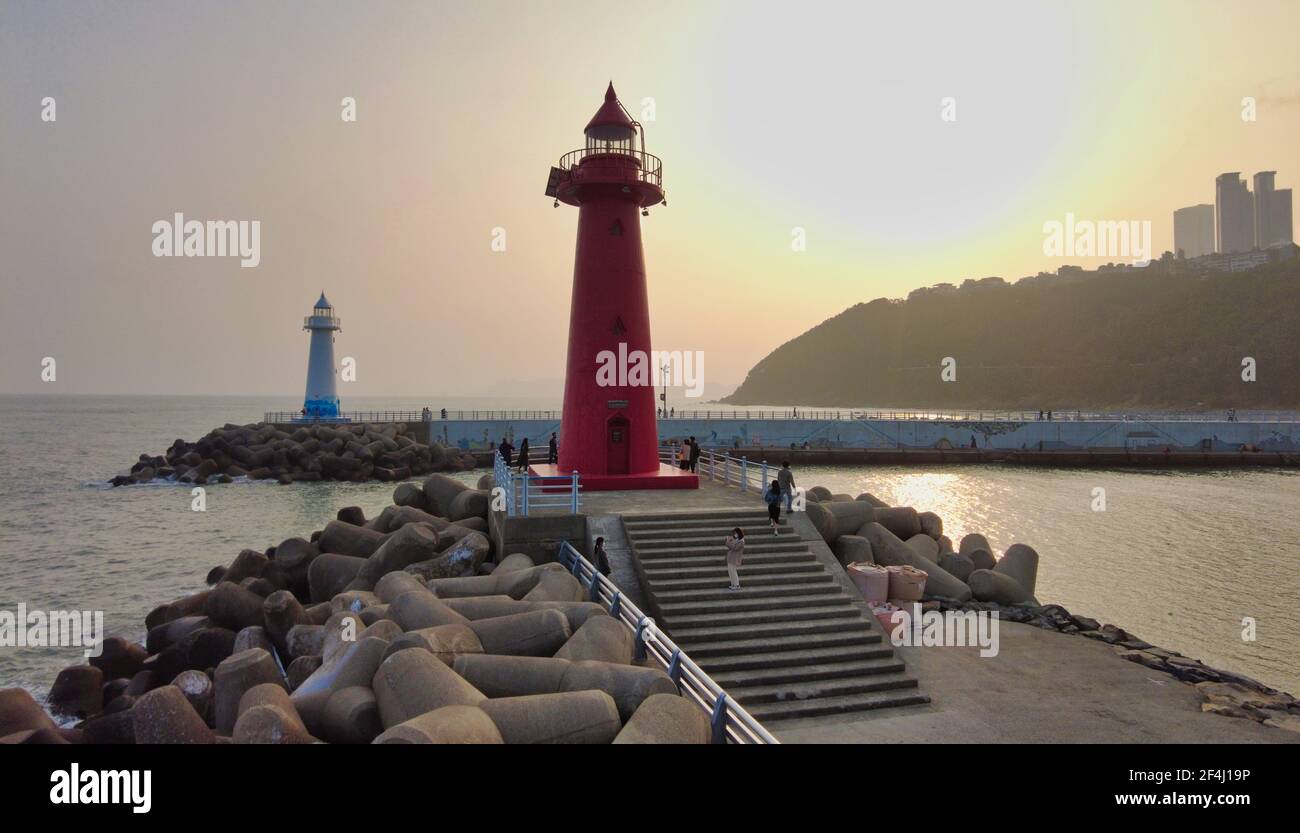 Sunset of Cheongsapo Port in Haeundae, Busan, South Korea, Asia Stock ...