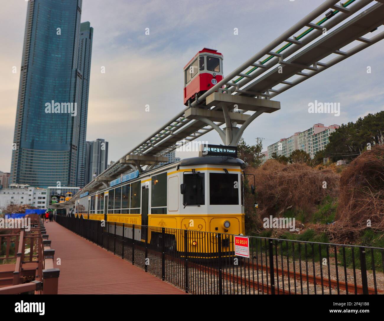 Scenery of Haeundae Beach Train, Busan, South Korea, Asia Stock Photo ...