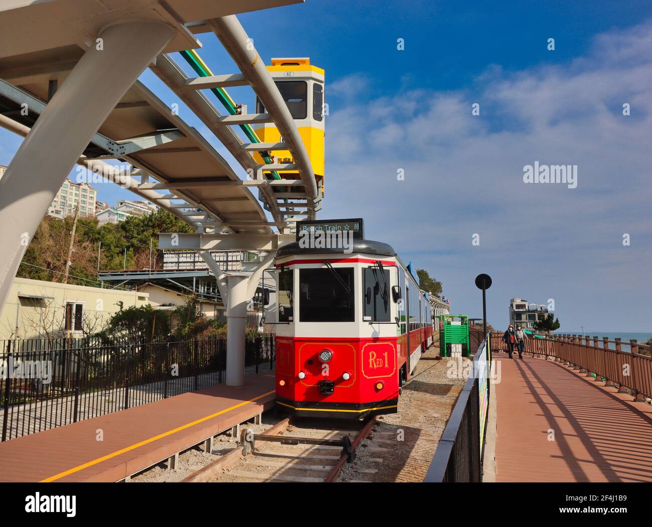 Scenery of Haeundae Beach Train, Busan, South Korea, Asia Stock Photo ...
