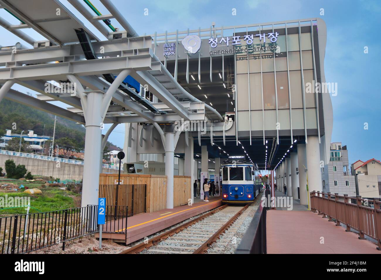 Scenery of Haeundae Beach Train, Busan, South Korea, Asia Stock Photo ...