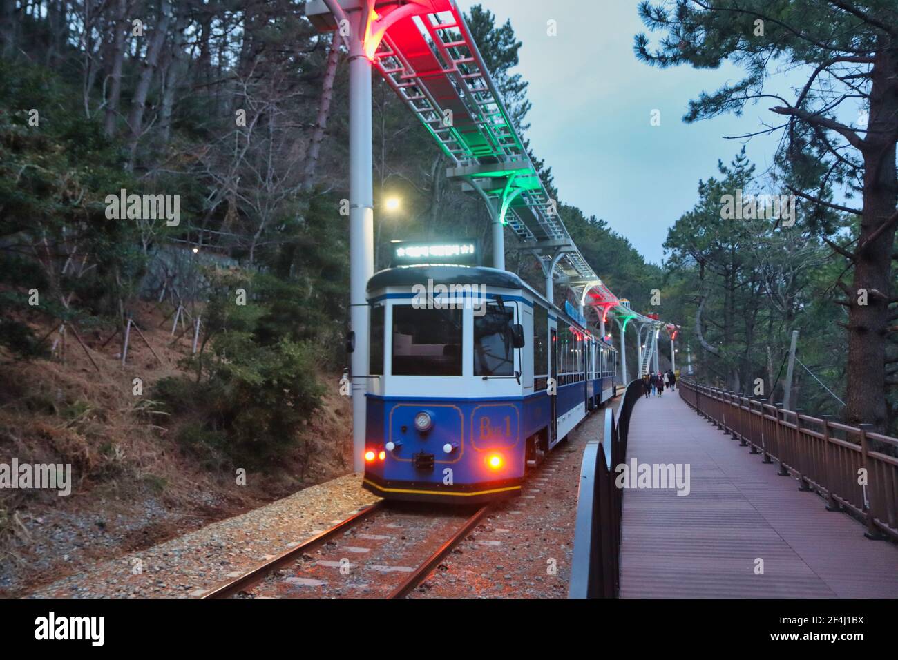 Scenery of Haeundae Beach Train, Busan, South Korea, Asia Stock Photo ...