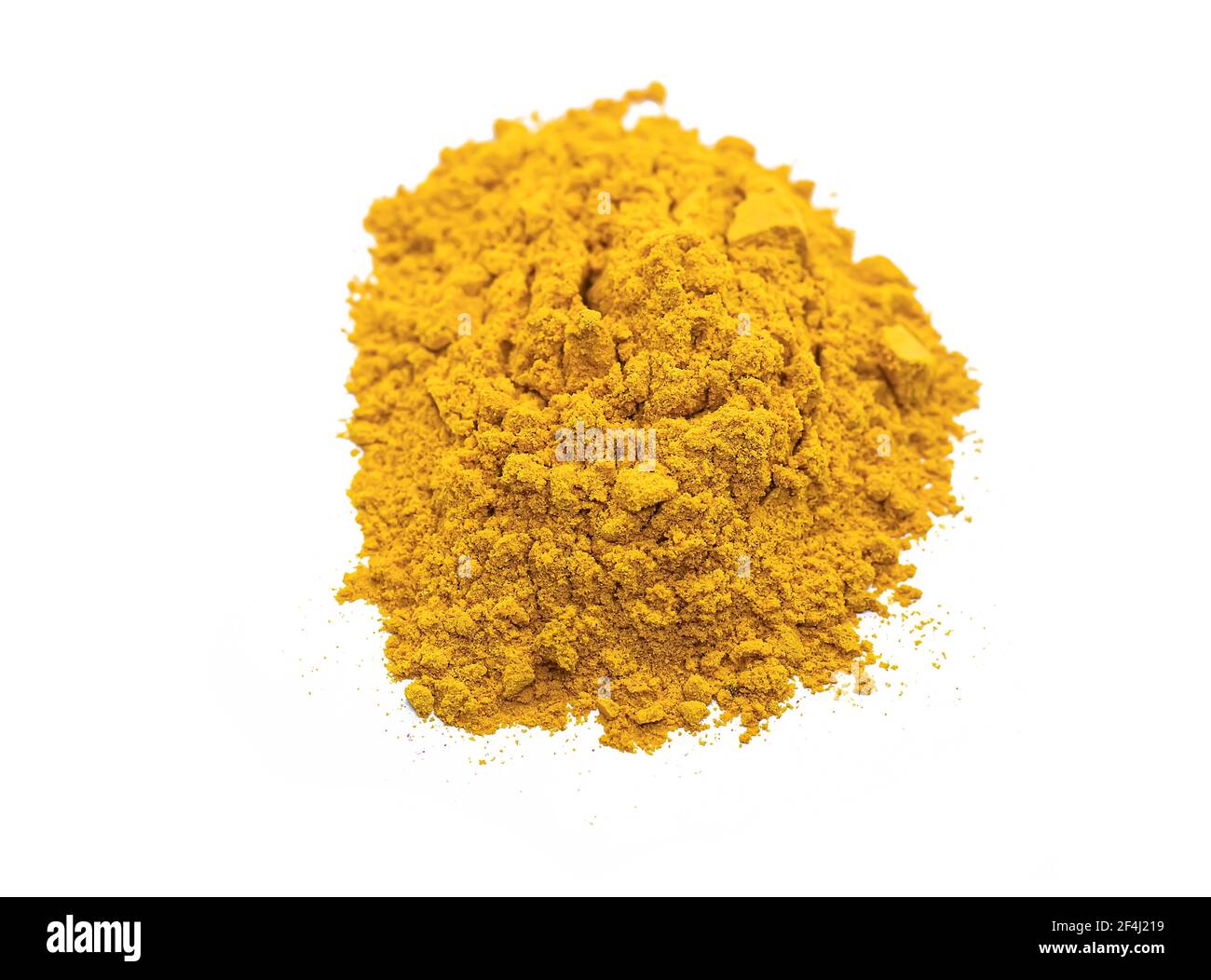 Piles of yellow color powder for Indian Holi festival on white ...