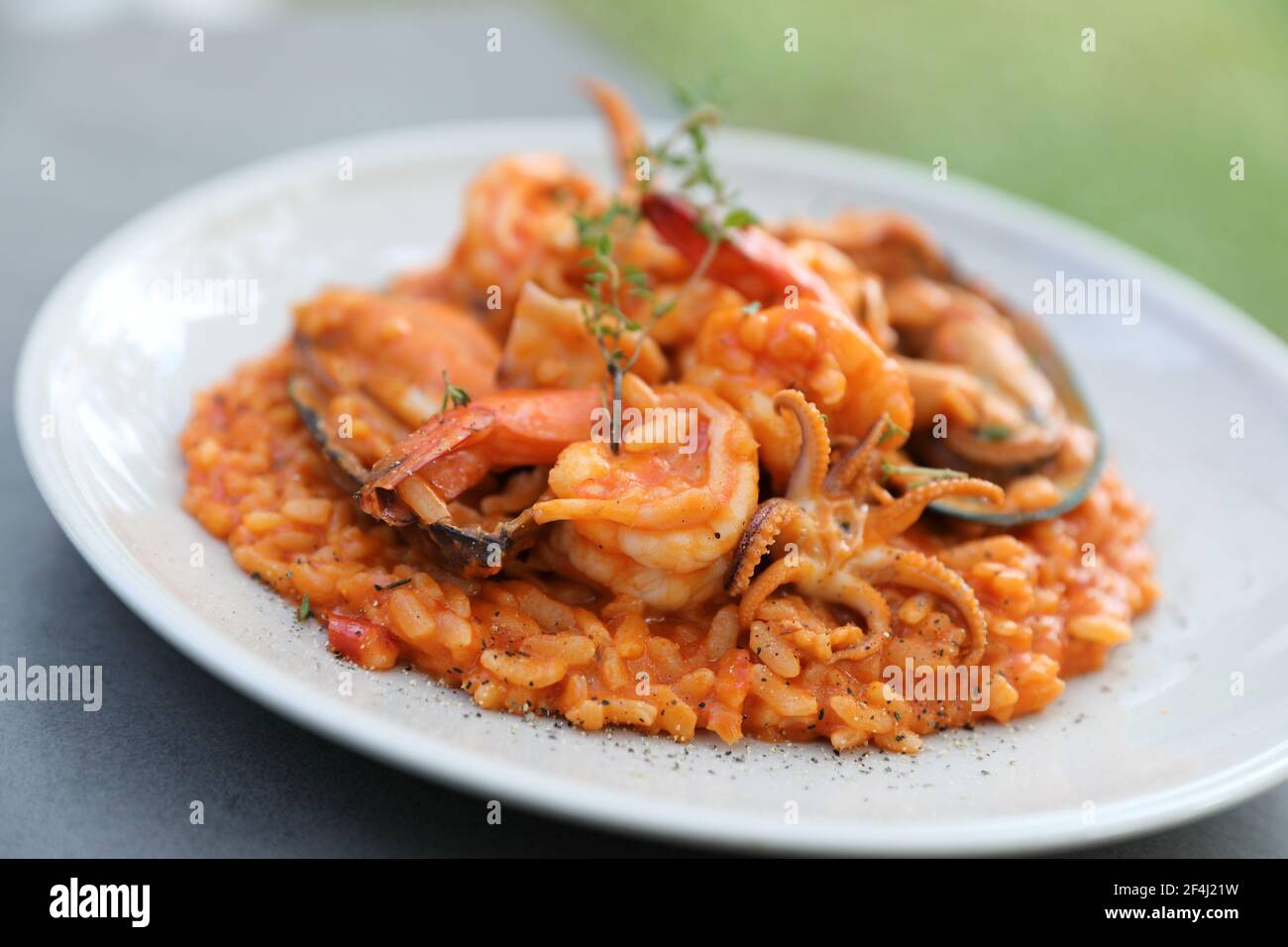 seafood risotto with mussel shrimp and squid , italian food Stock Photo ...