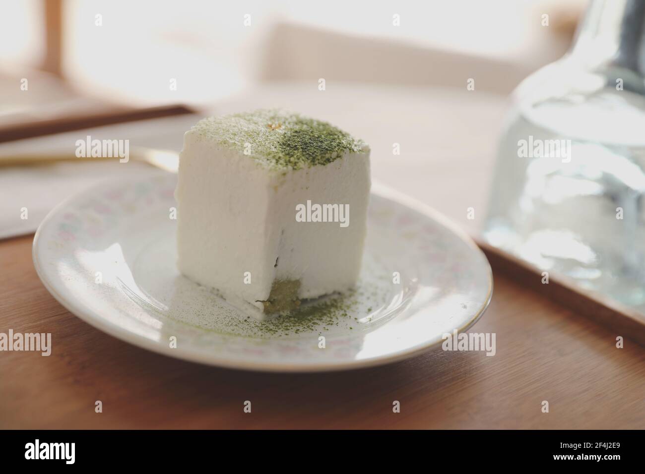Green tea Macha cake japanese style dessert Stock Photo - Alamy
