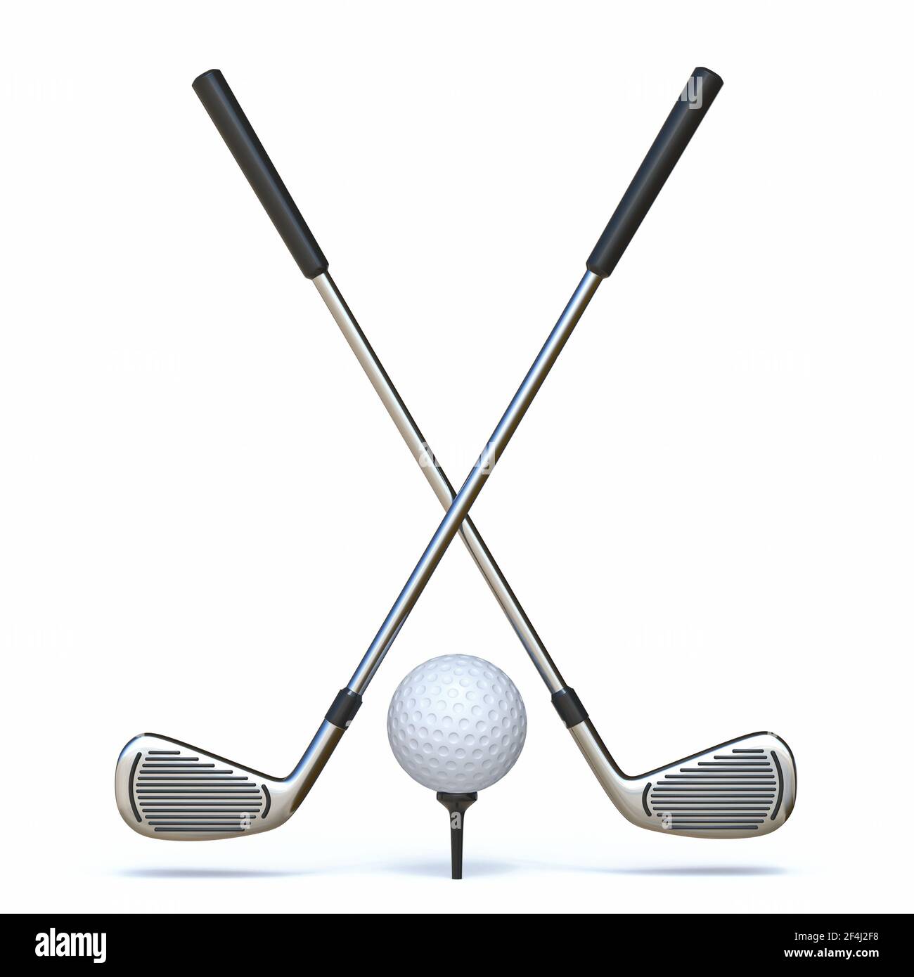 Golf Ball With Crossed Golf Clubs 3d Render Illustration Isolated On
