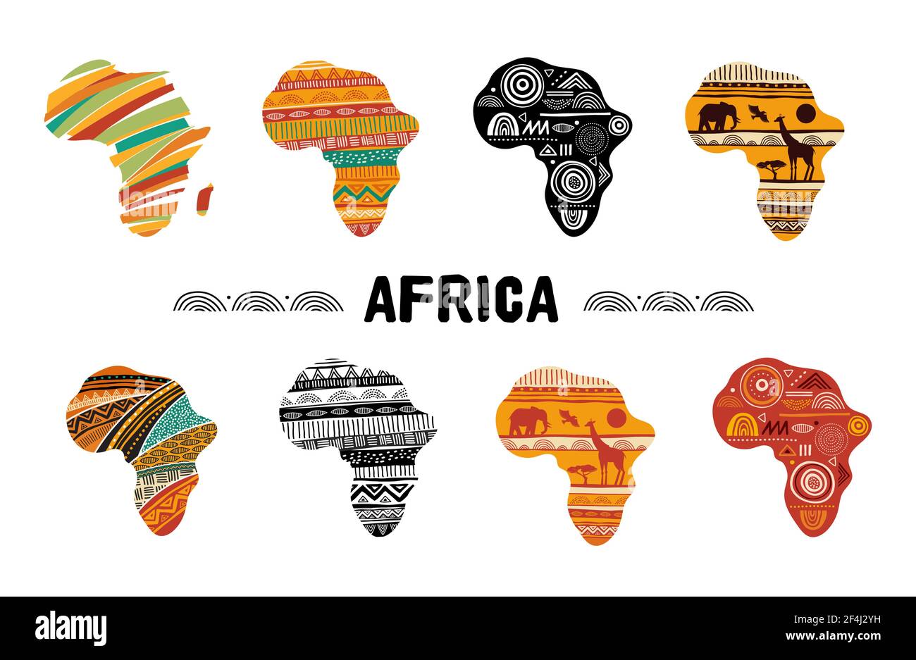 Africa patterned map, collection of logo design. Banner with tribal ...