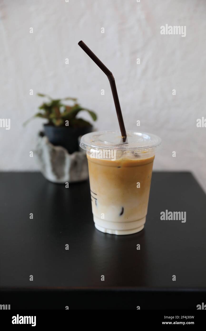 ice latte coffe in coffee shop Stock Photo - Alamy