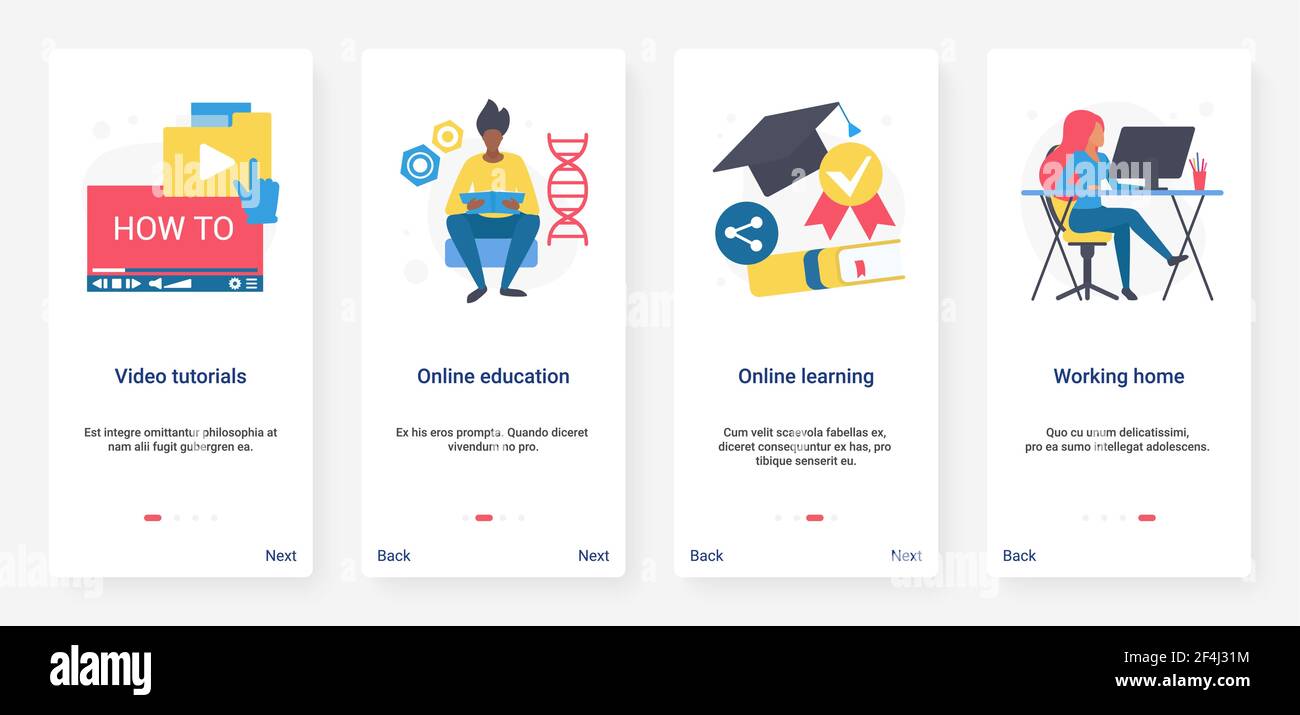 Online education and freelance work UI, UX onboarding mobile app page screen set Stock Vector ...