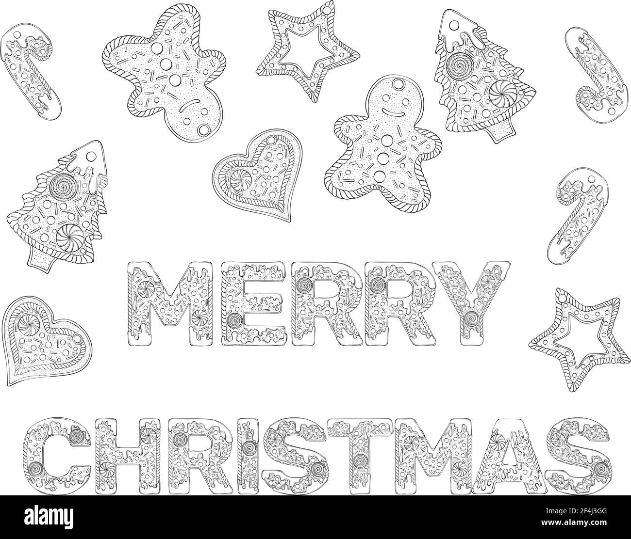 Gingerbread man outline vector Cut Out Stock Images & Pictures - Alamy