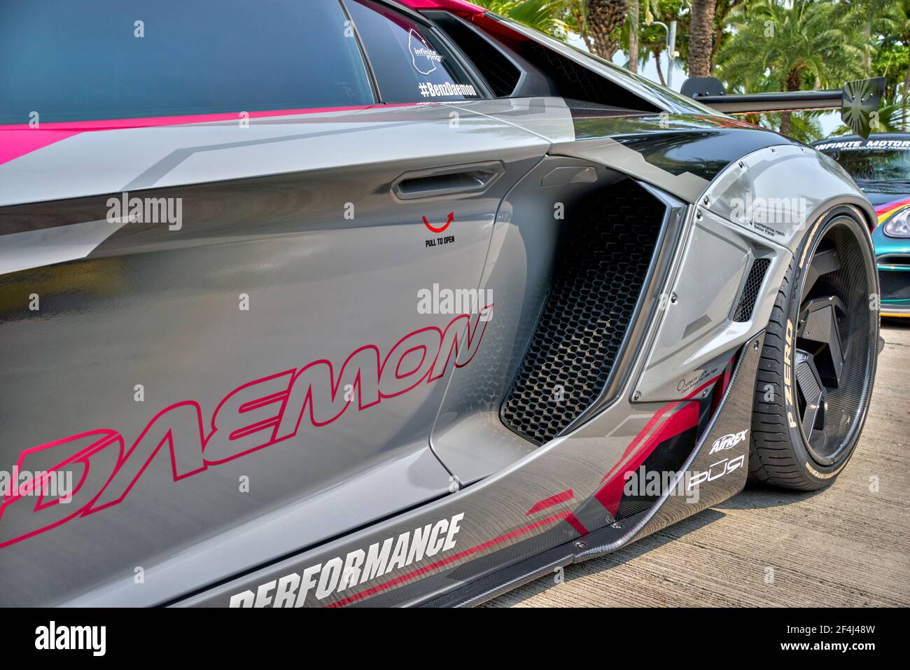 Lamborghini Aventador supercar rear brake air intake cooler Stock Photo ...