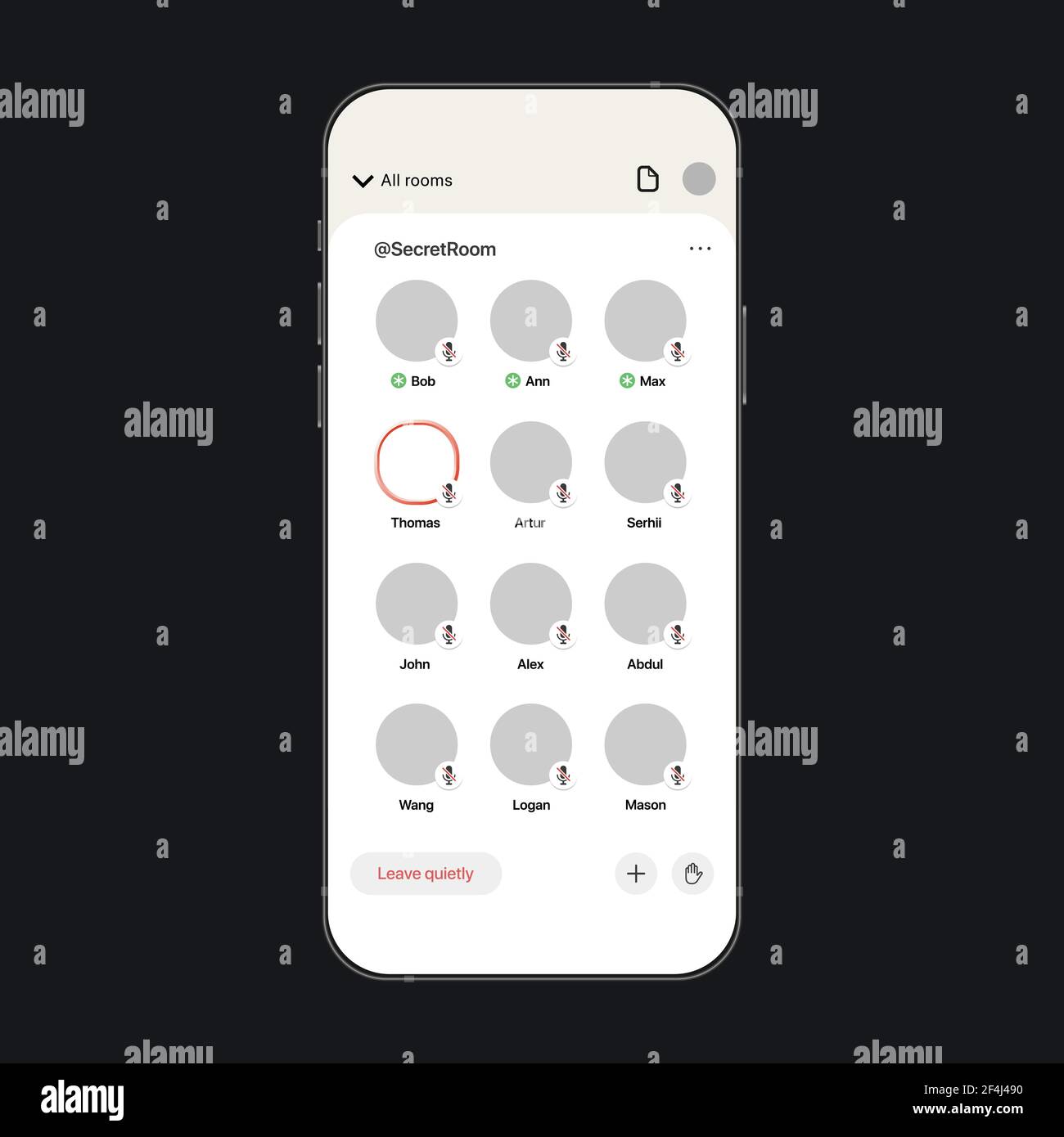Mobile interface for meeting application in realistic smartphone mockup ...