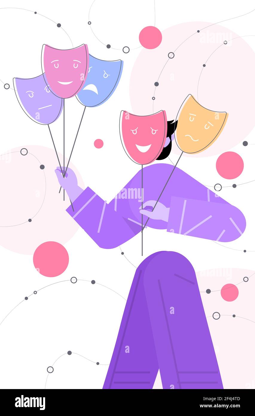 man covering face emotions behind masks fake feeling depression mental ...