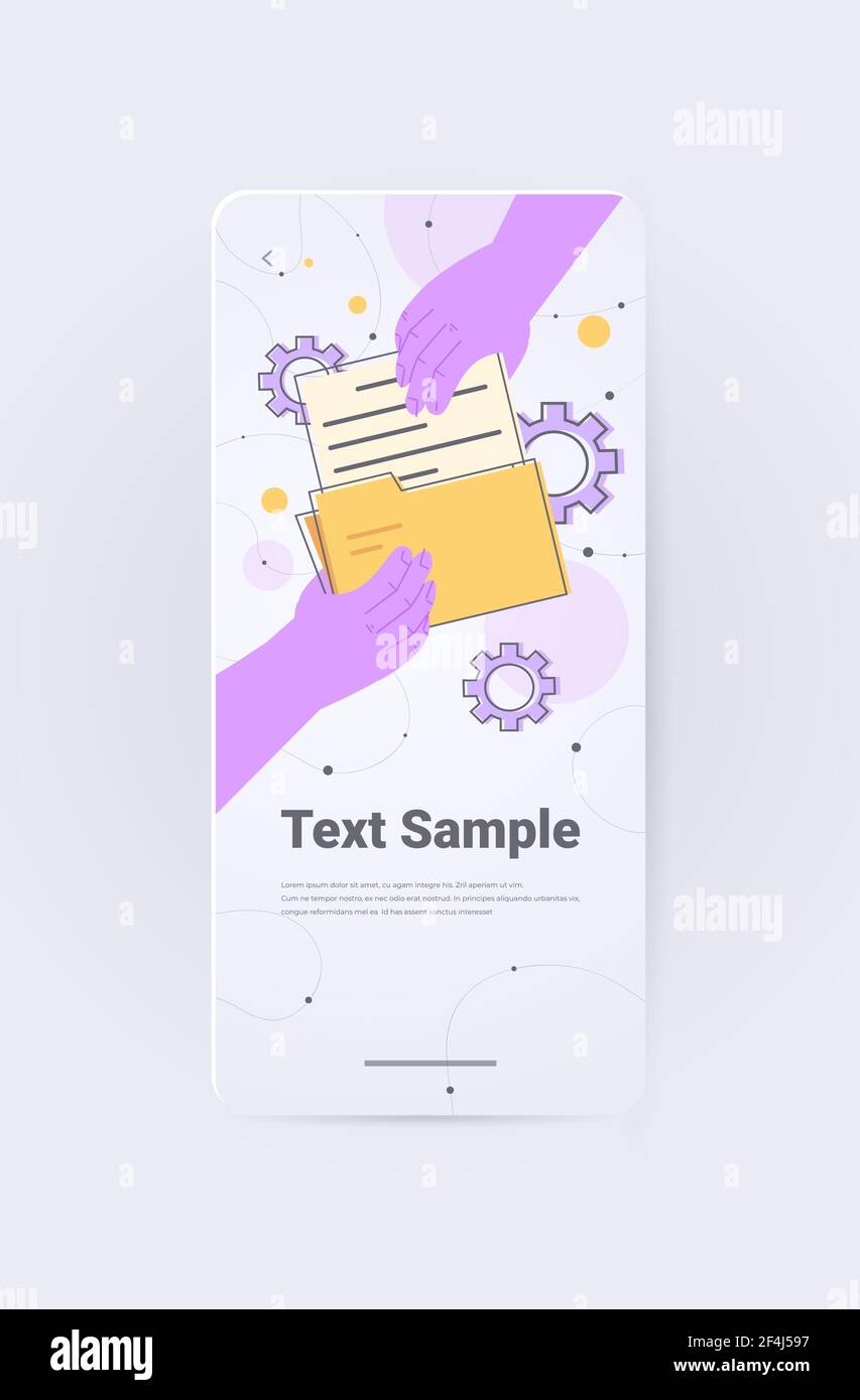 businesspeople hands holding document papers folder share information ...