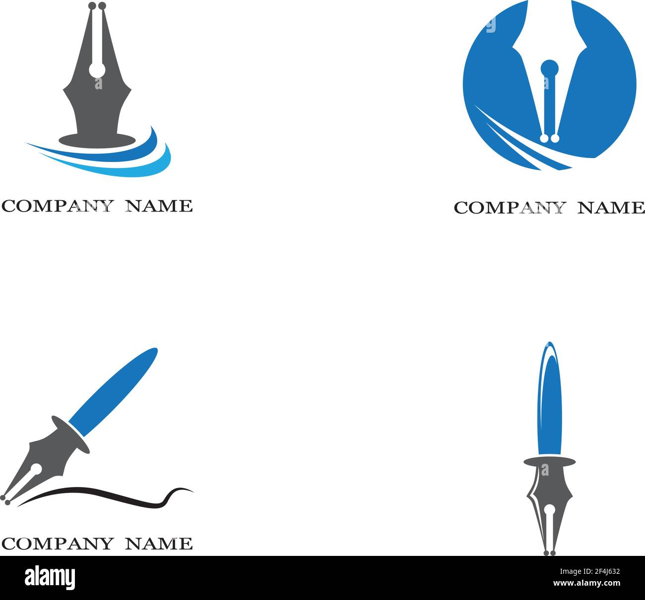 Vector logo design element on white background. Feather writing Stock ...