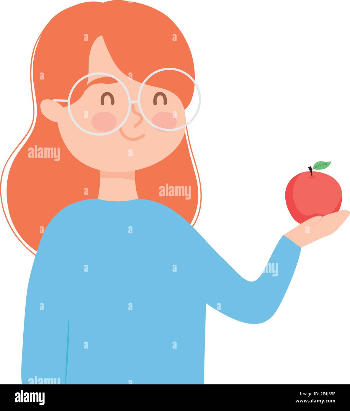 cartoon woman holding a apple Stock Vector Image & Art - Alamy