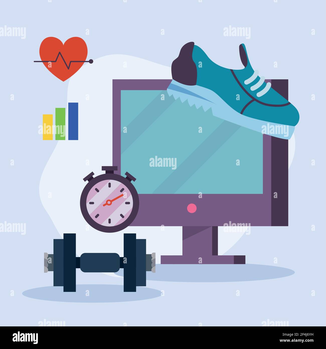 Computer with fitness icon set Stock Vector Image & Art - Alamy