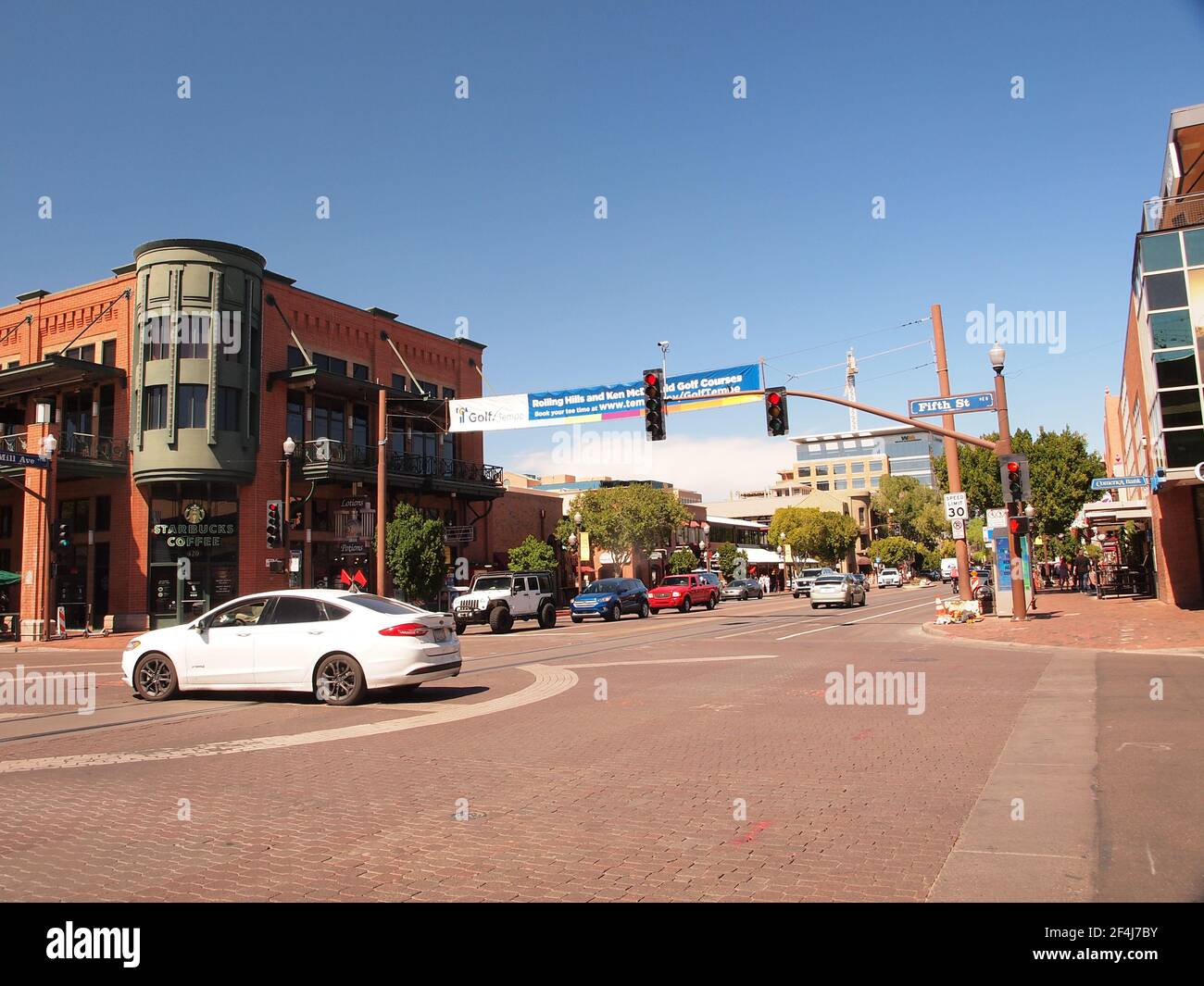 Mill Street looking west in Tempe, Arizona with a myriad of dining and ...