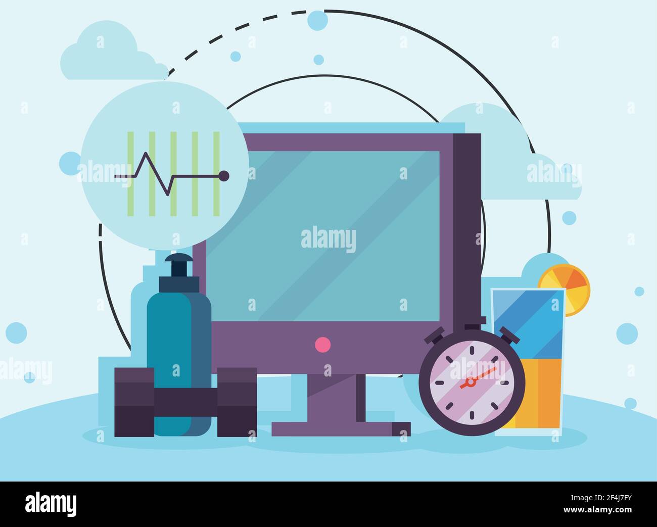 Computer with fitness icon collection Stock Vector Image & Art - Alamy