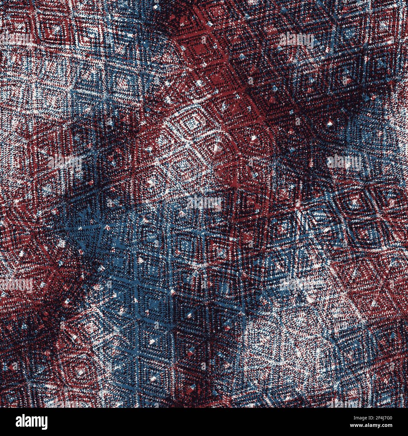 Seamless geo pattern in red blue black white Stock Photo - Alamy