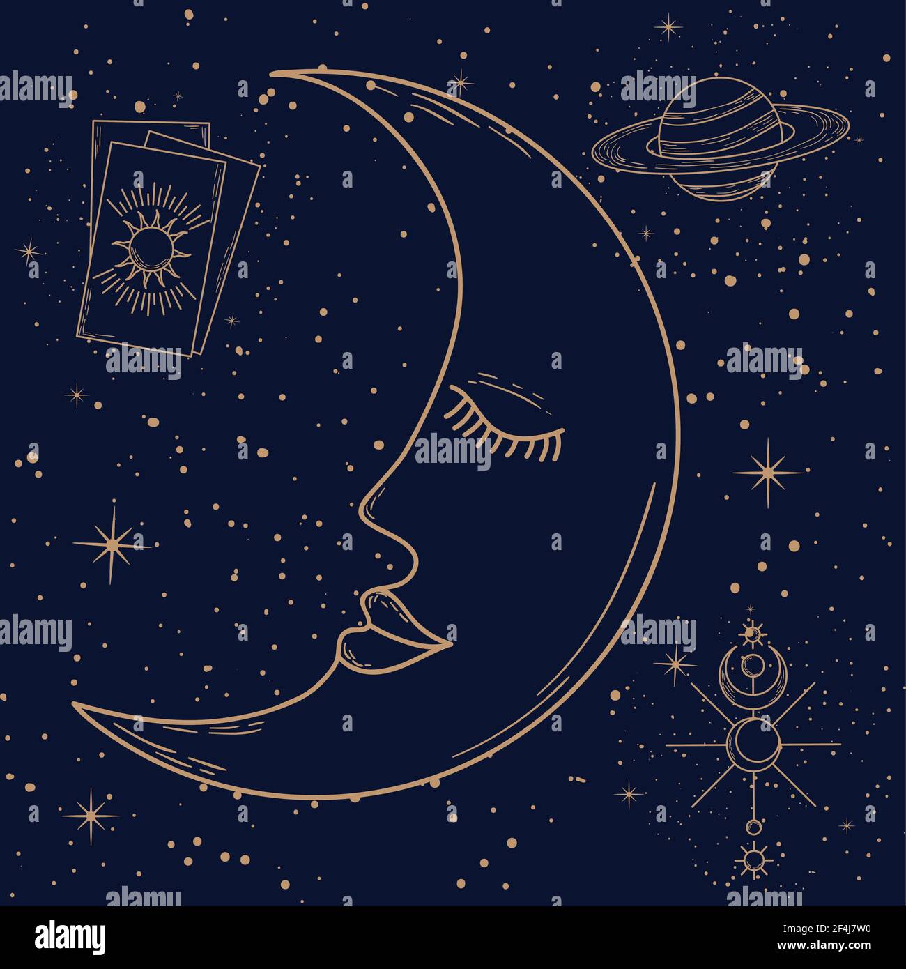 cartoon moon and astrological icons Stock Vector Image & Art - Alamy
