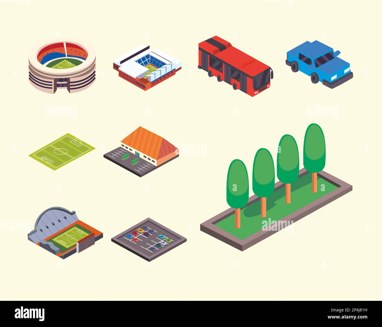 stadium parking lot icons group Stock Vector Image & Art - Alamy