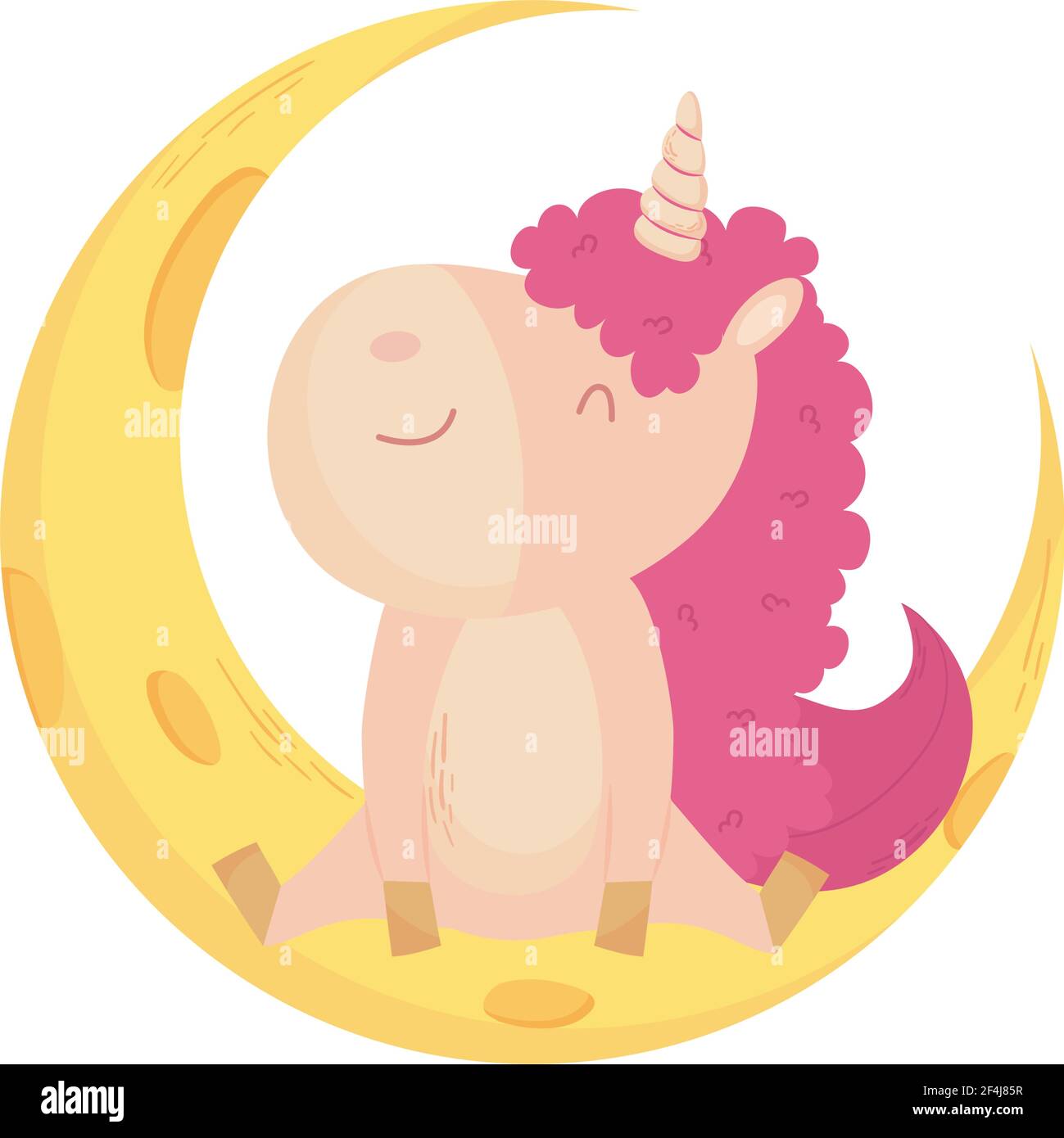 Cartoon unicorn on moon Cut Out Stock Images & Pictures - Alamy