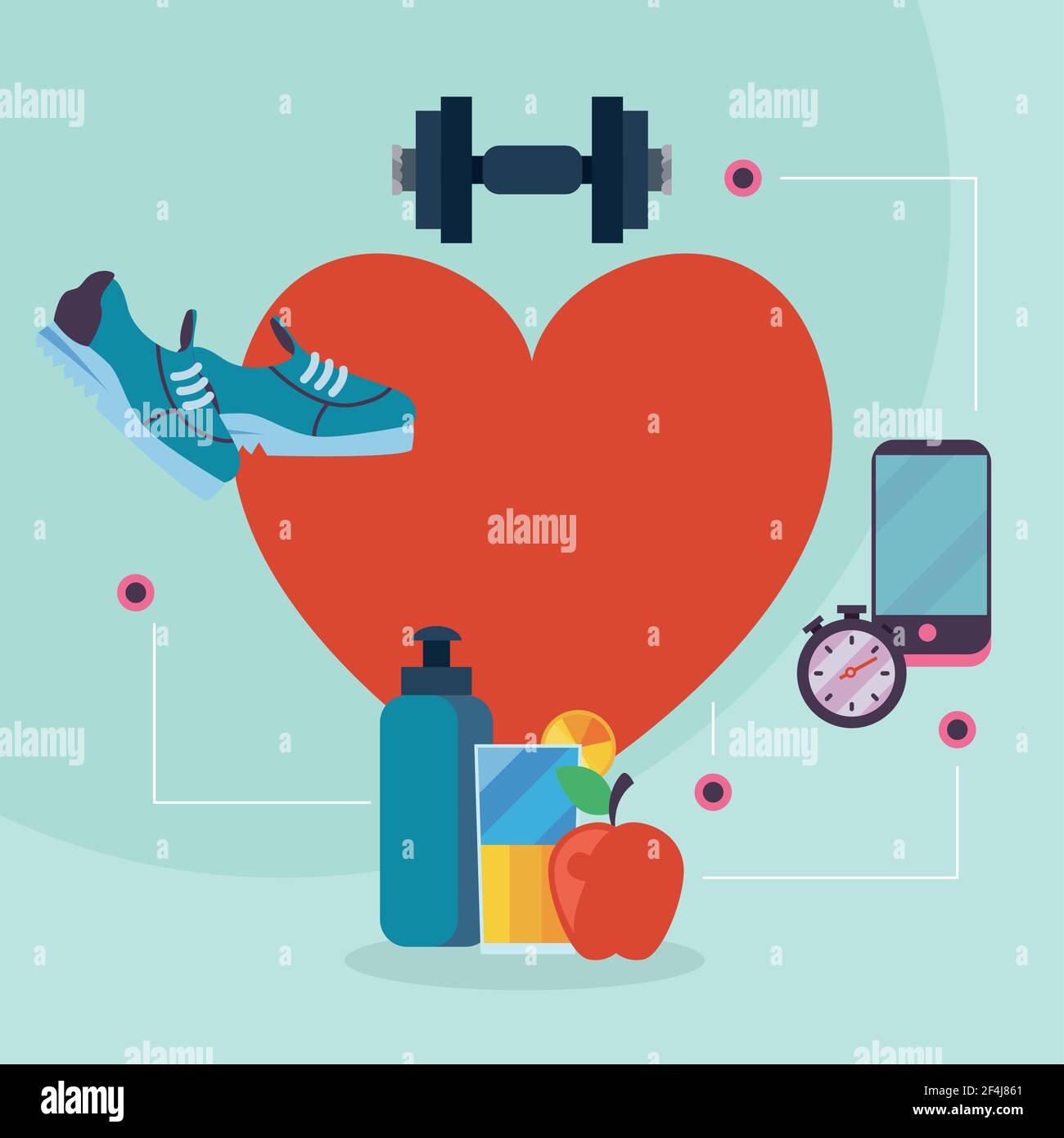 fitness heart with icon set Stock Vector Image & Art - Alamy