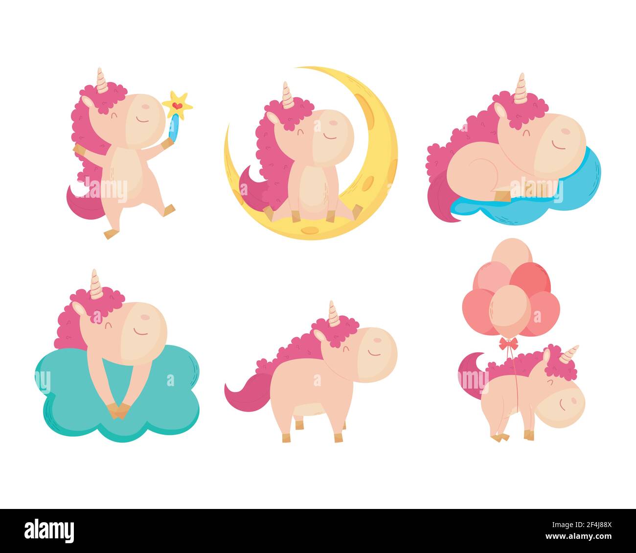 pink baby unicorns icon set Stock Vector Image & Art - Alamy