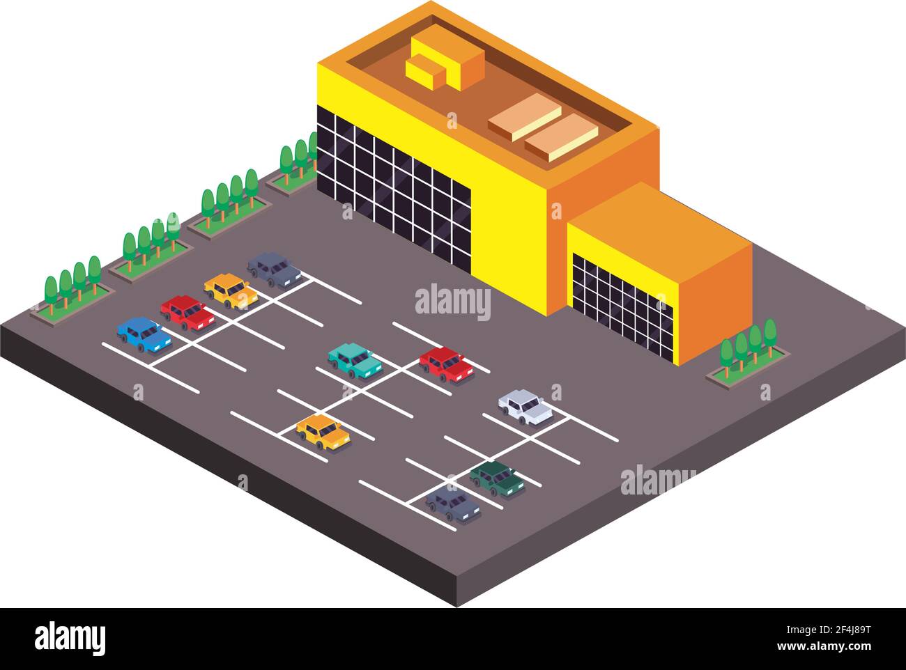 isometric building with parking lot Stock Vector Image & Art - Alamy