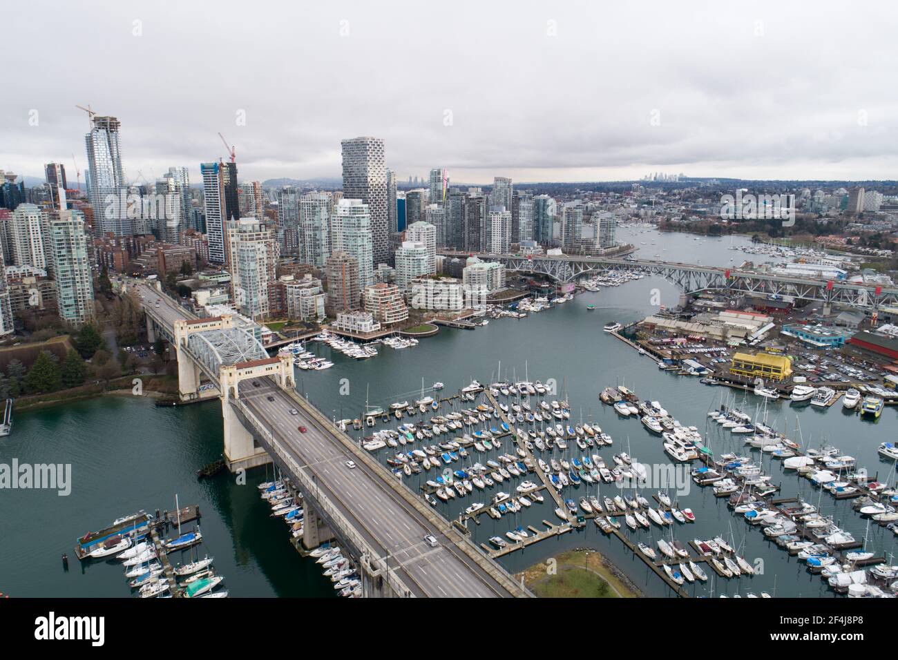 Aerial view of Vancouver and the Burrard Street Bridge Stock Photo - Alamy
