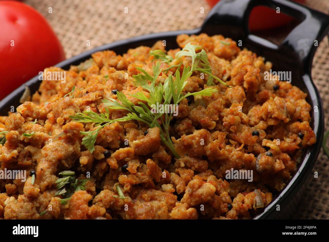 Masala Anda Bhurji or Spicy Indian scrambled eggs with bread or Bun Pav ...