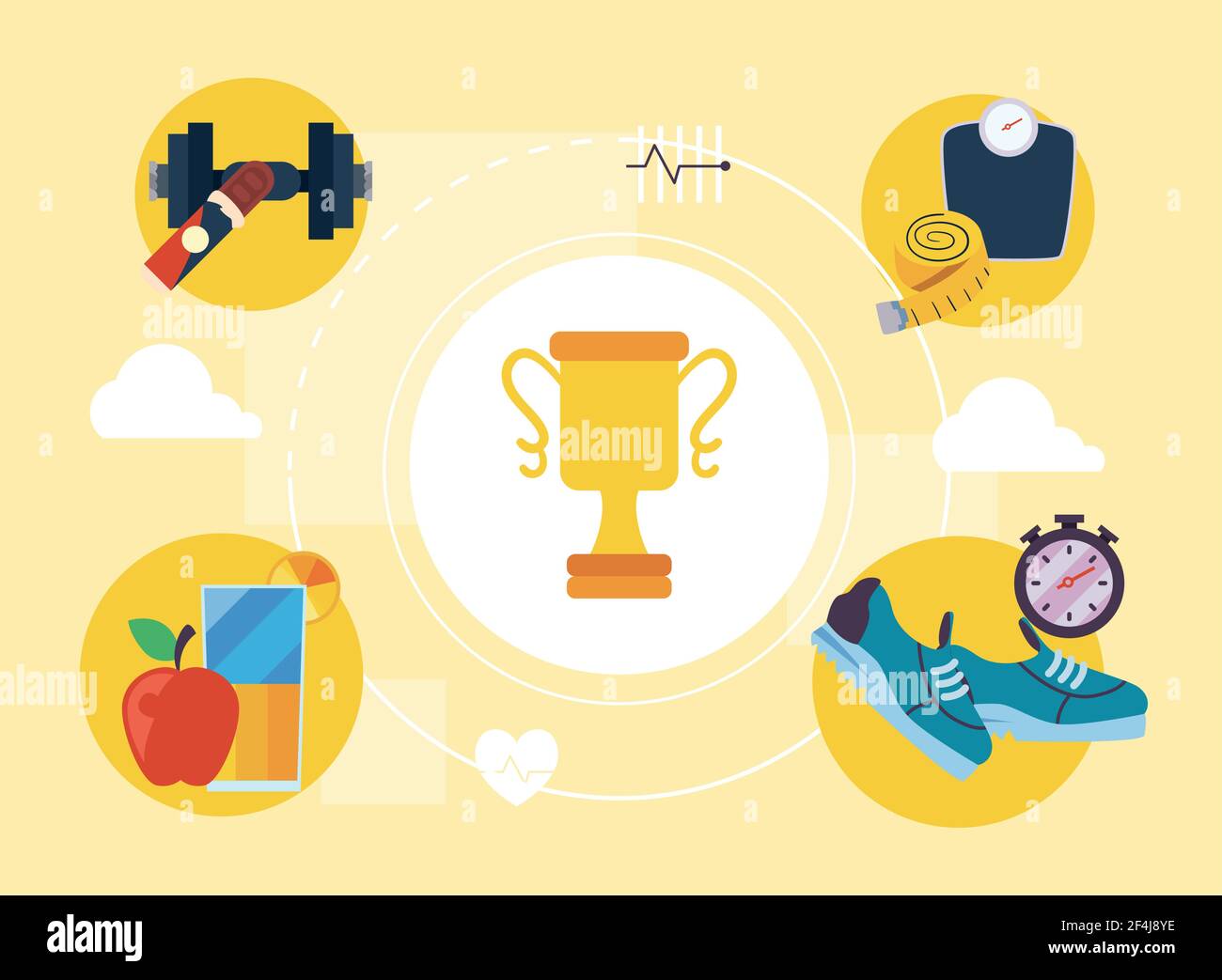 trophy with fitness icon set Stock Vector Image & Art - Alamy
